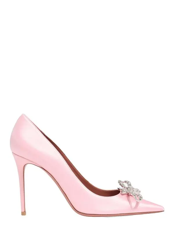 Amina Muaddi Rosie Bow-detailed Crystal-embellished Satin Pumps - Baby Pink