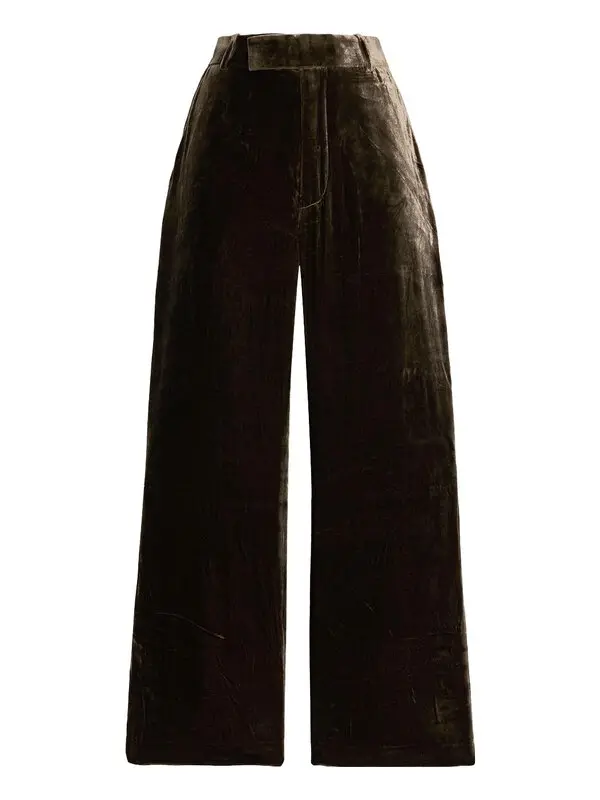 FRAME Cropped Flared Velvet Pants - Chocolate
