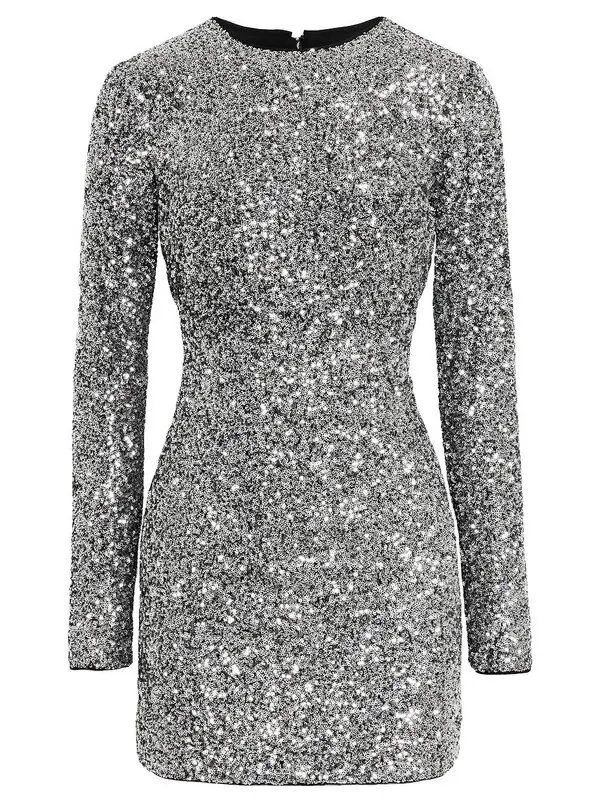 FRAME Sequined Tulle Mini Dress - Silver