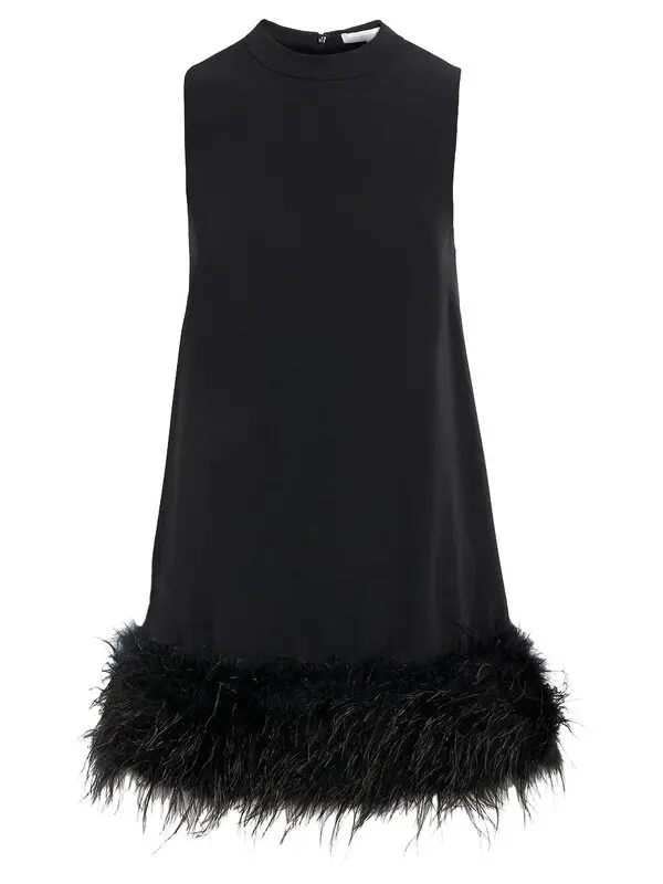 Rachel Gilbert Linc Feather-embellished Mini Dress - Black