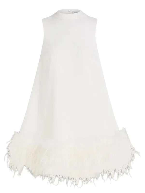 Rachel Gilbert Linc Feather-embellished Mini Dress - White