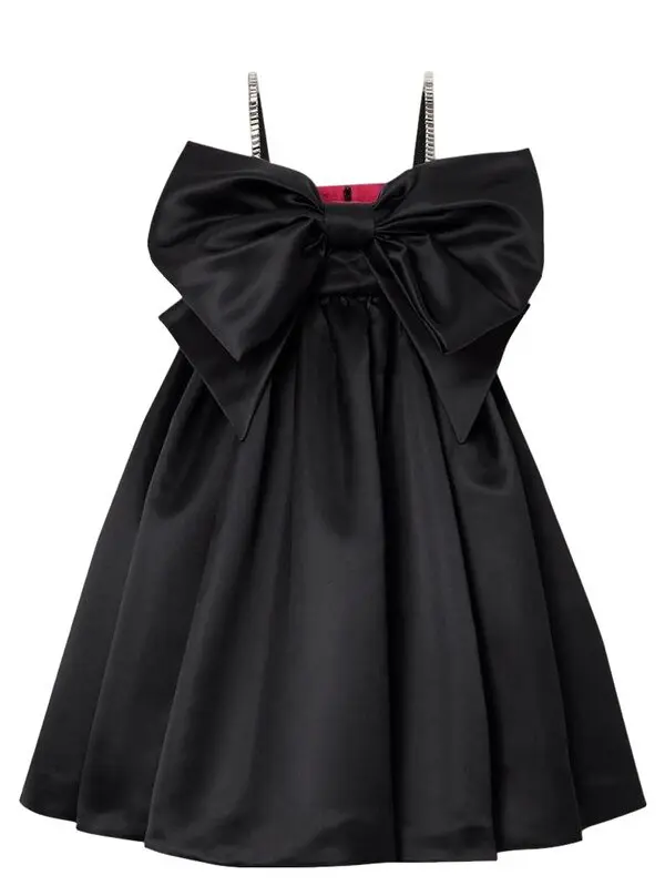 Nina Ricci Crystal-embellished Bow-detailed Satin Mini Dress - Black