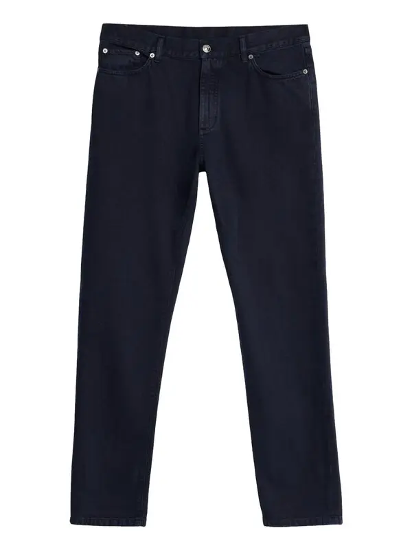 Zegna Slim-fit Marbled Cotton Trousers - Navy