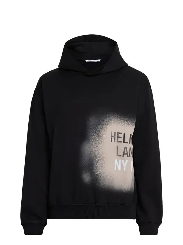 Helmut Lang Spray Logo Cotton Hoodie - Black - 00