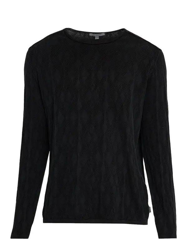 John Varvatos Brycen Organic Cotton Argyle Jacquard Long-sleeve Shirt - Black