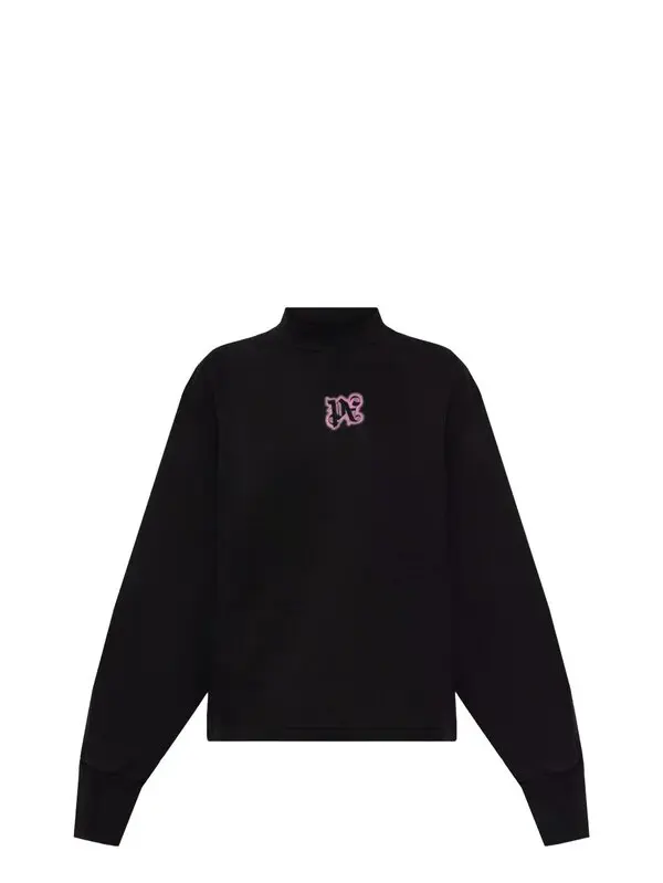 Palm Angels Logo-detail Mock-neck Sweatshirt - Black