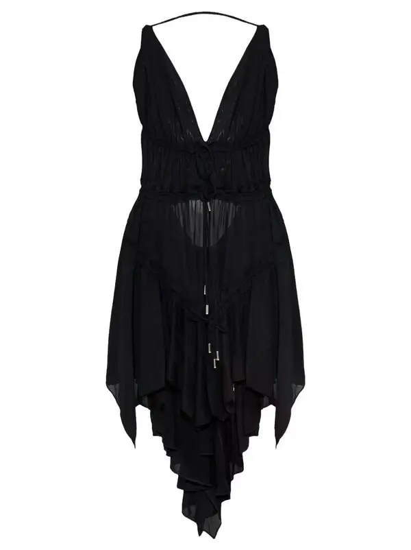 Dsquared2 Lace-up Ruffled Dress - Black