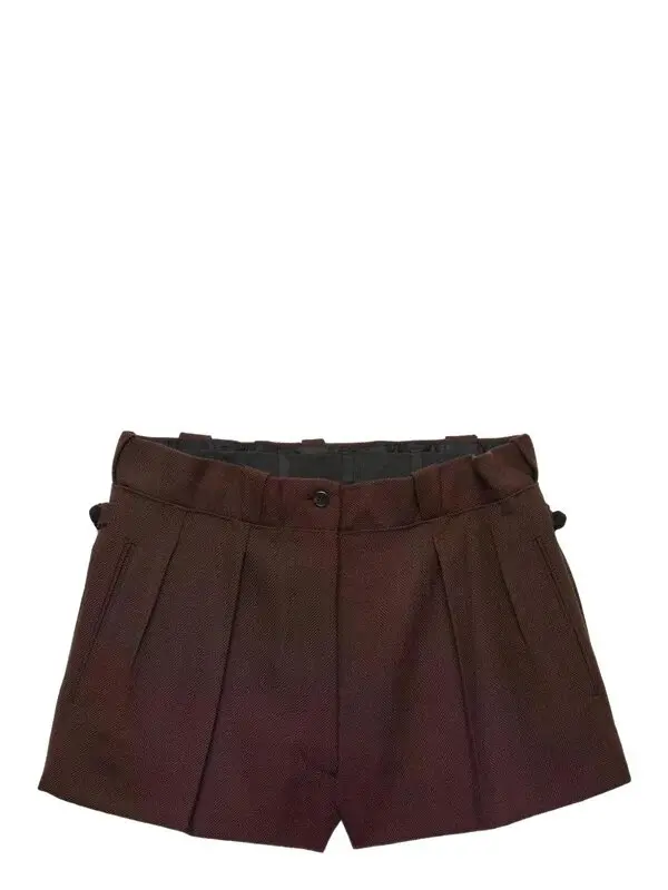 Prada Chevron Wool Shorts - Brown