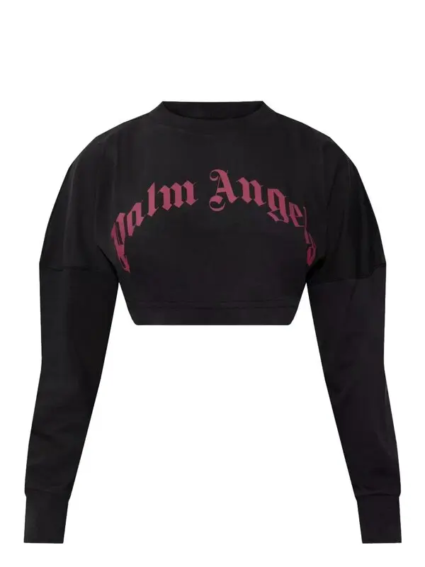 Palm Angels Long-sleeve Crop Top - Black