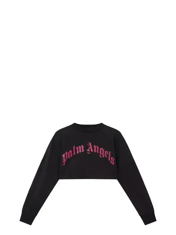Palm Angels Long-sleeve Crop Top - Black