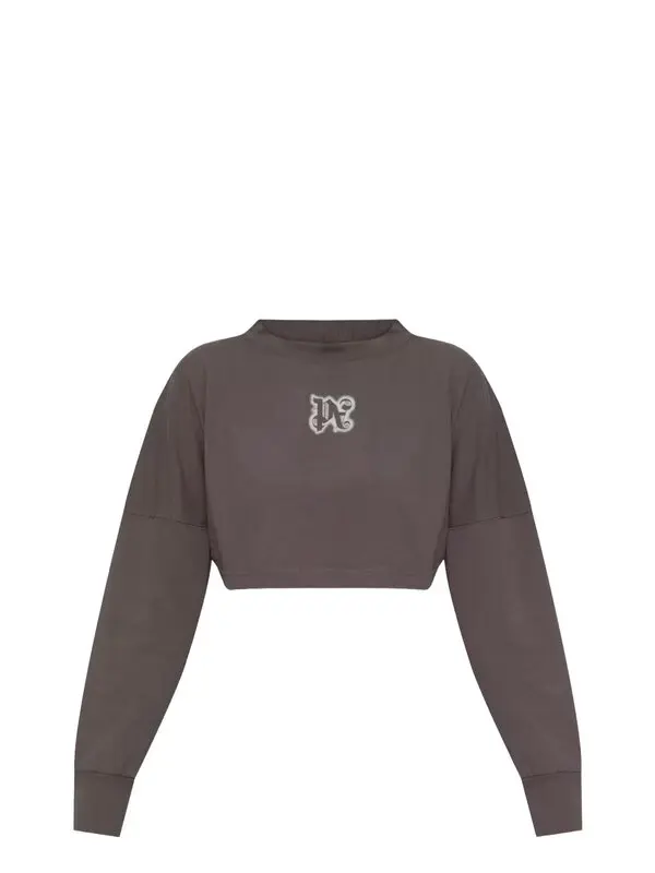 Palm Angels Logo Cropped Sweatshirt - Grey