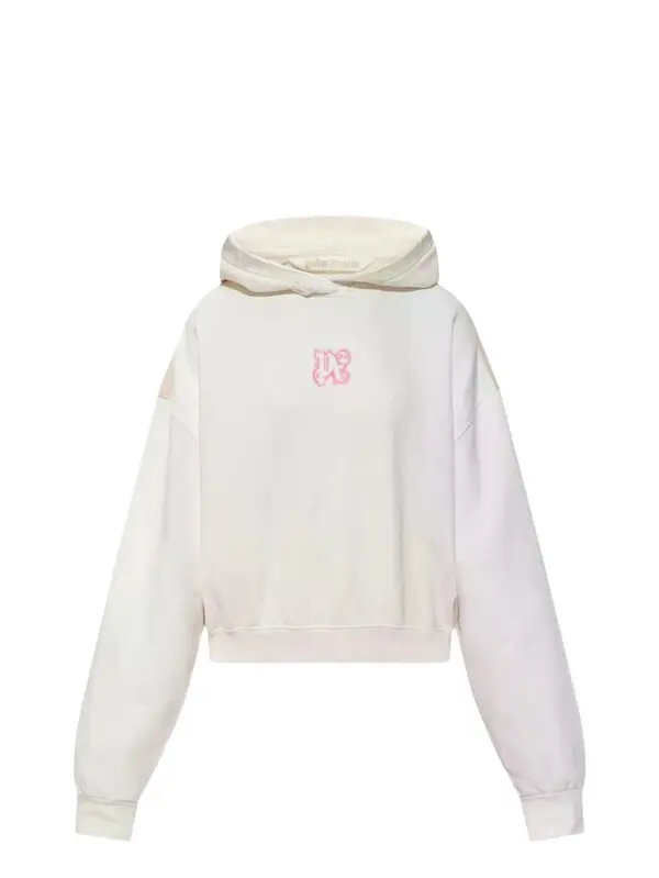 Palm Angels Logo-detail Cropped Hoodie - White