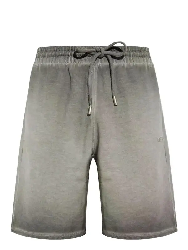 Off-White Cotton Track Shorts - Grey