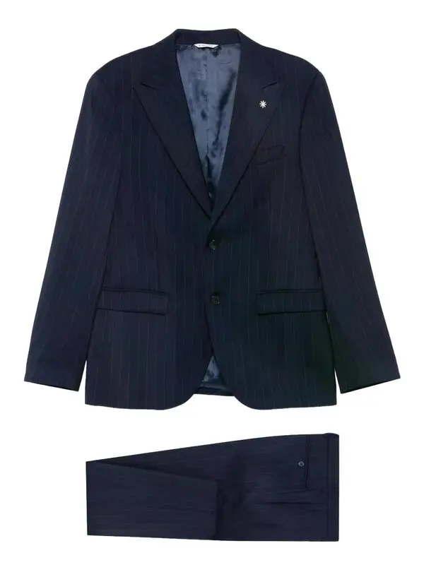 MANUEL RITZ Pinstripe Single-breasted Suit - Blue