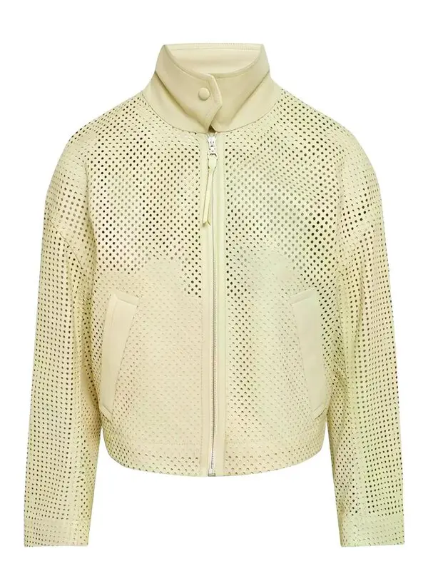 FERRAGAMO Perforated Leather Jacket - Yellow
