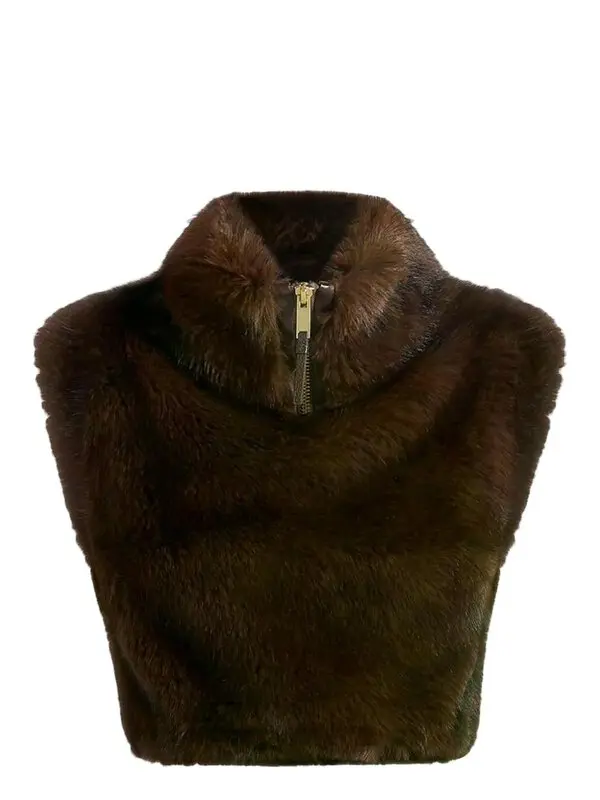 Manière De Voir Nyla High-neck Zip Vest - Brown