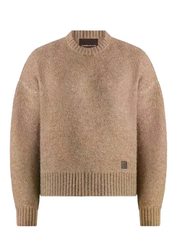Manière De Voir Brushed-knit Sweater With Eiffel Patch - Neutrals
