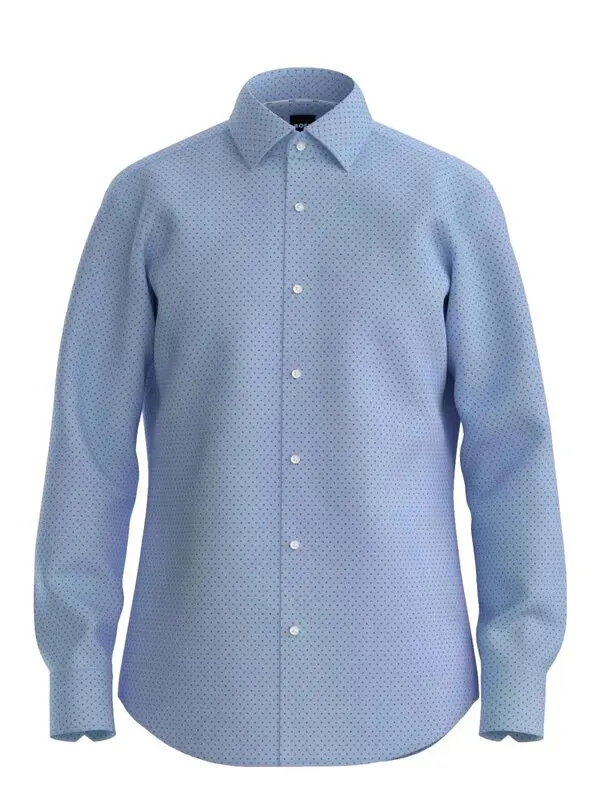 BOSS Geometric-pattern Long-sleeved Shirt - Blue