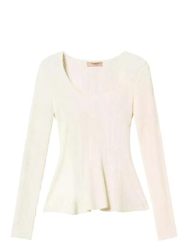 TWINSET Ribbed Knit Sweater - White