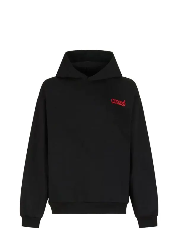 Marni Logo-print Cotton Hoodie - Black