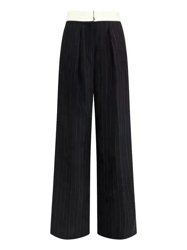 FORTE_FORTE Pinstripe Waistband Trousers - Black