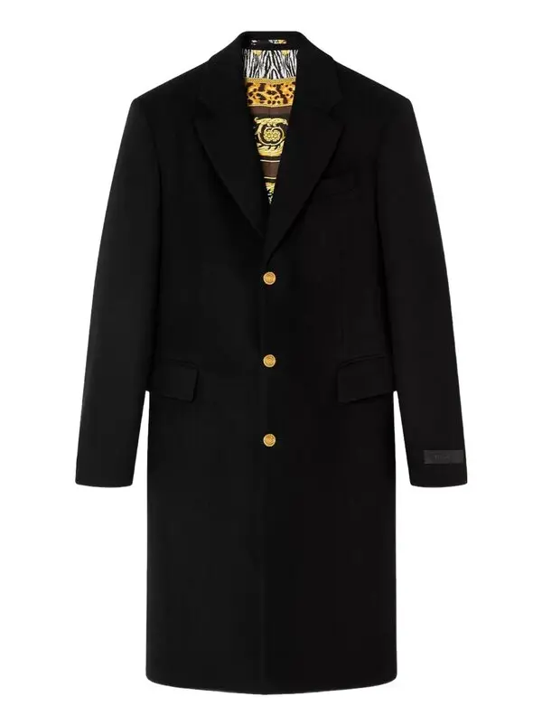 Versace Single-breasted Wool Coat - Black