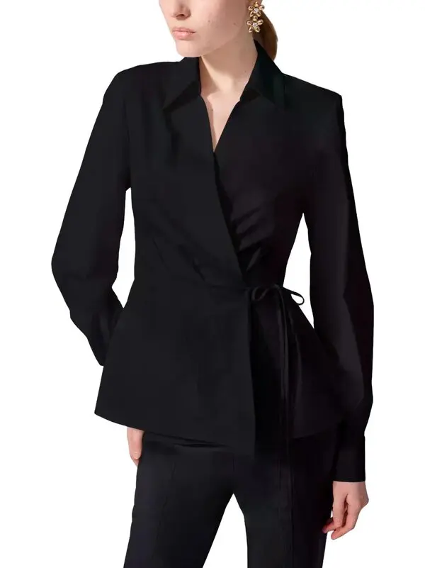 Carolina Herrera Tie-waist Wrap Shirt - Black