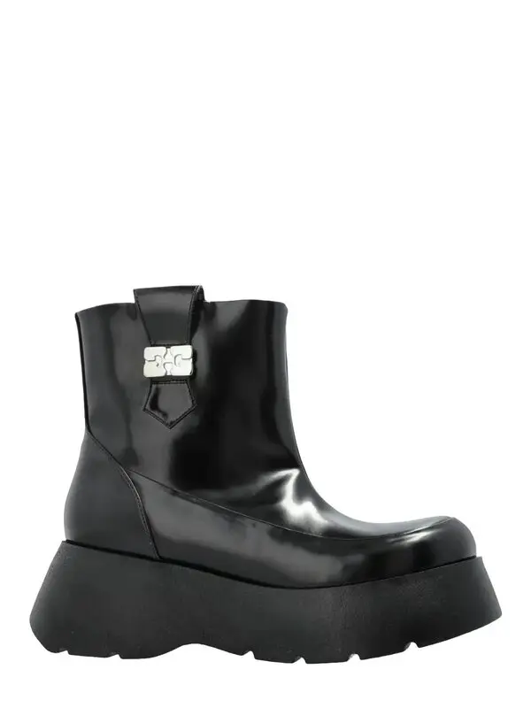 GANNI Buckle Platform Boots - Black