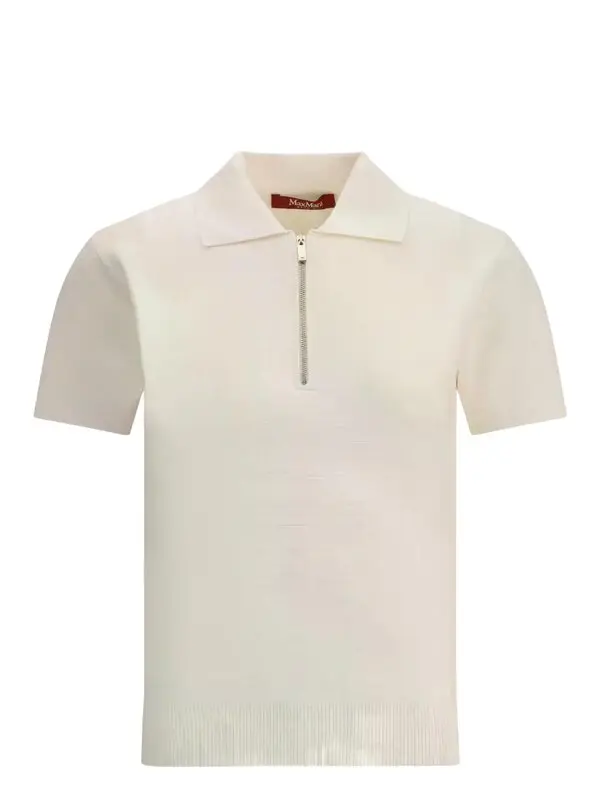 Max Mara Teti Zip Ribbed Polo Top - Neutrals