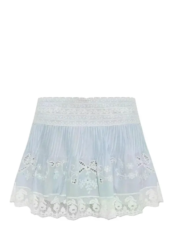 LoveShackFancy Levant Lace-trim Mini Skirt - Blue