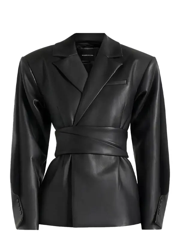 Manière De Voir Marie Twist-sleeve Belted Blazer - Black