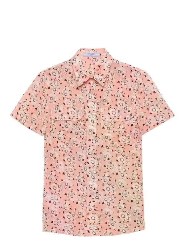 Prada Floral-print Georgette Shirt - Pink