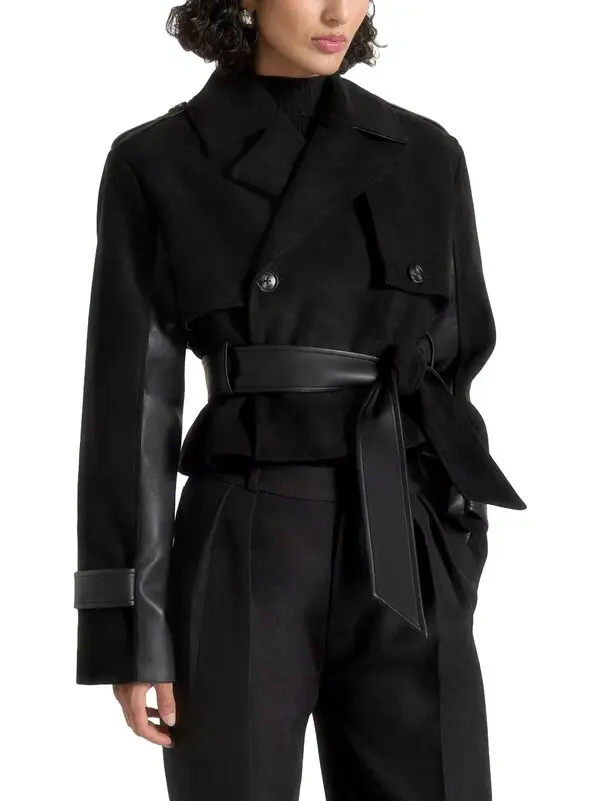 Manière De Voir Lelia Epaulets Belted Jacket - Black