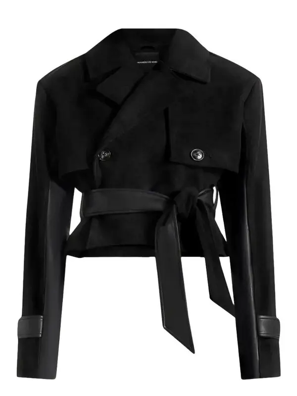 Manière De Voir Lelia Suede-effect Belted Jacket - Black