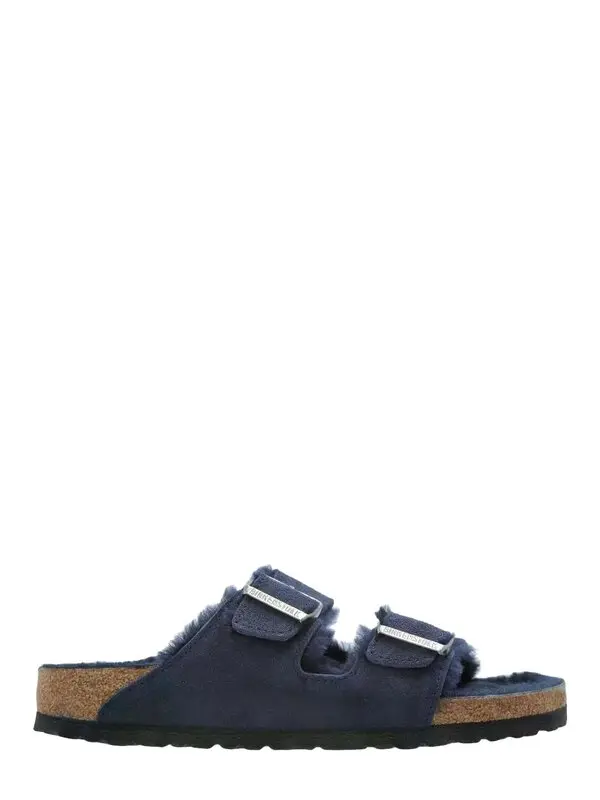 BIRKENSTOCK Shearling-lined Buckled Flat Sandals - Blue