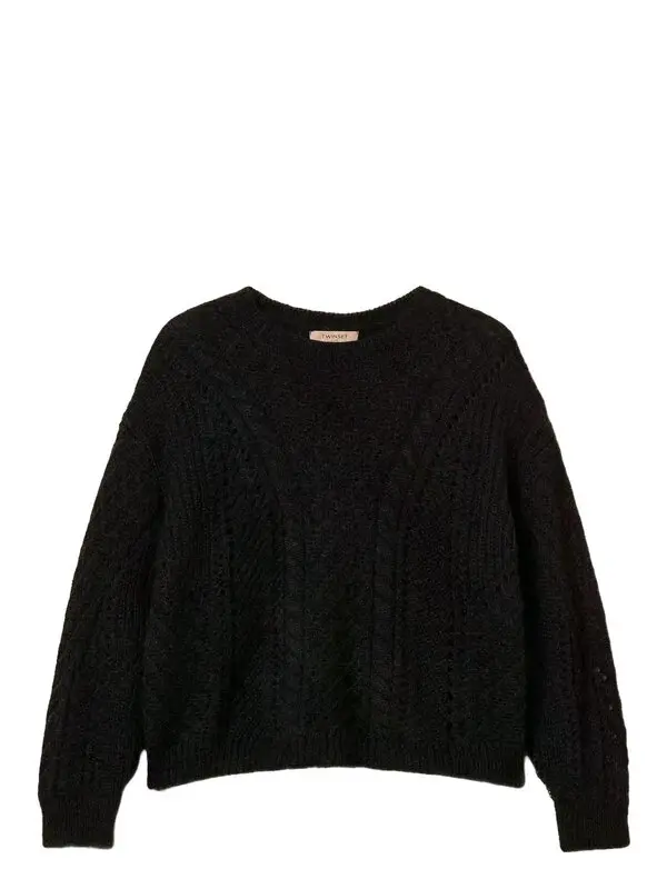 TWINSET Openwork Wool-blend Sweater - Black