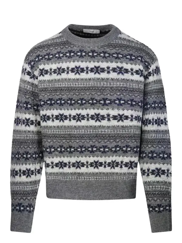 DUNST Fair-isle Crew-neck Jumper - Grey