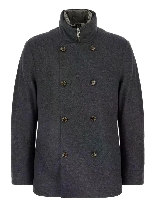 MONTECORE Button-detailed Zip Pea Coat - Grey