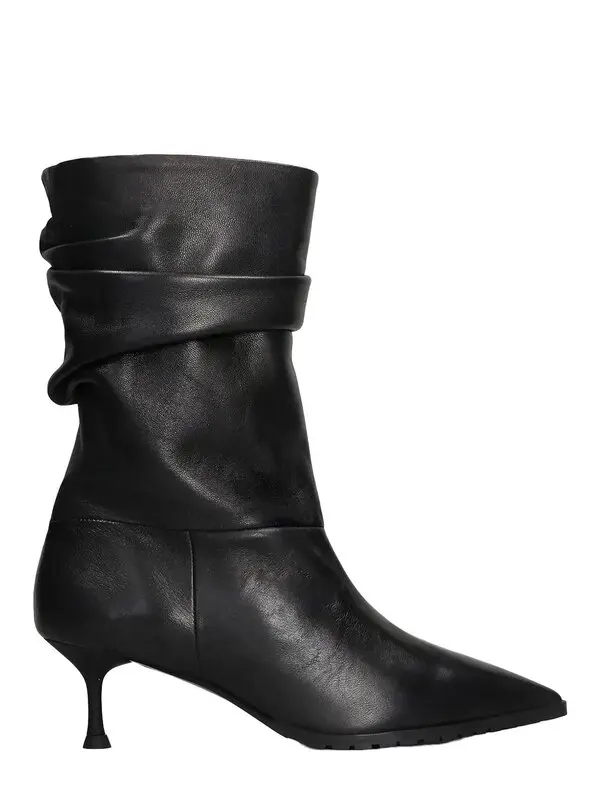 FRATELLI RUSSO Ruched Stiletto Boots - Black