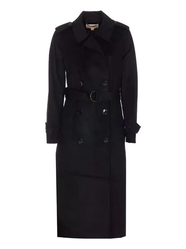 Michael Kors Wool-blend Double-breasted Belted Coat - Black