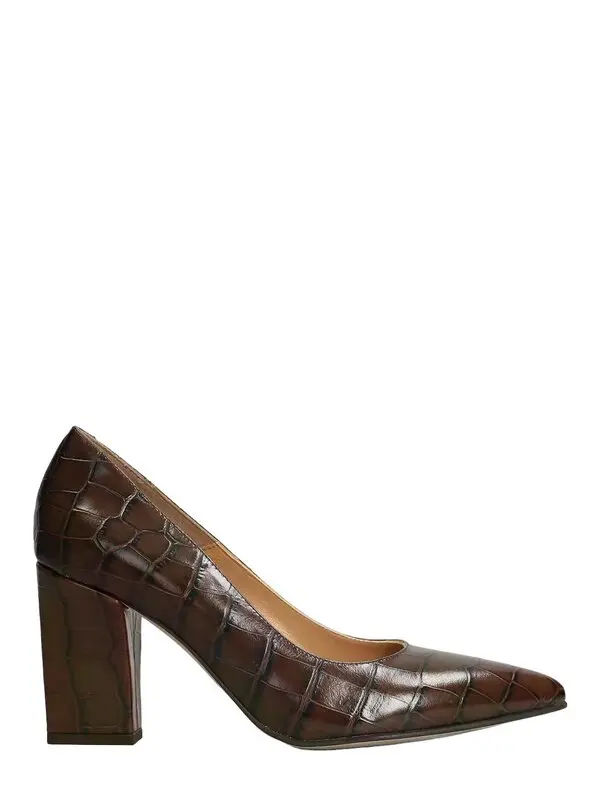 PEDRO MIRALLES Pointed Block-heel Pumps - Brown