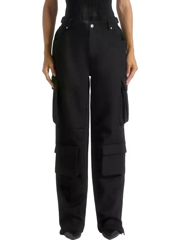 Manière De Voir Flap-pocket Wide-leg Trousers - Black