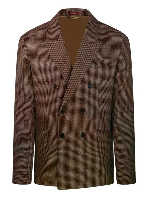 Gucci Double-breasted Checked Jacket - Brown