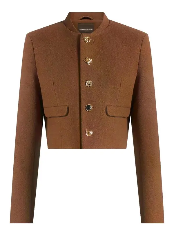 Manière De Voir Evana Stand-collar Button Jacket - Brown