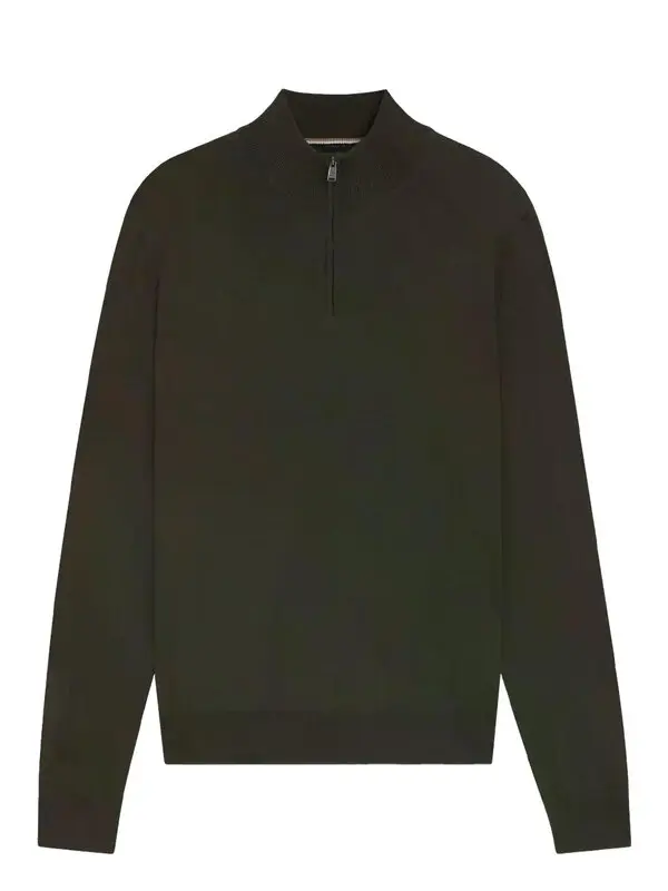 Hugo Boss Ebenji Zip-neck Wool Sweater - Brown