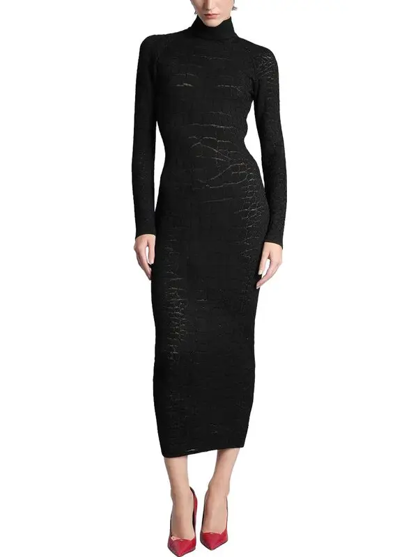 Balmain Open-back Midi Dress - Black