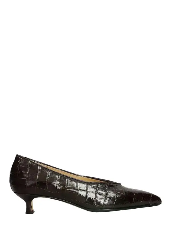 L ARIANNA Pointed-toe Crocodile-effect Pumps - Brown