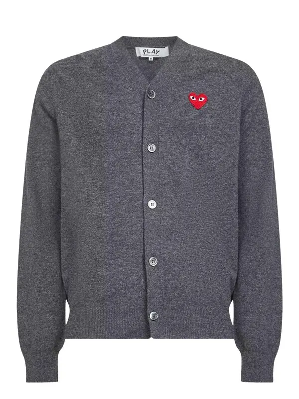 Play Comme Des Garcon Heart Logo Cardigan - Grey