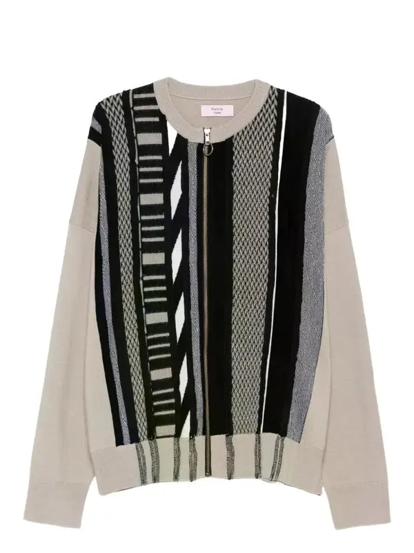 Martine Rose Striped Zip-up Cardigan - Neutrals