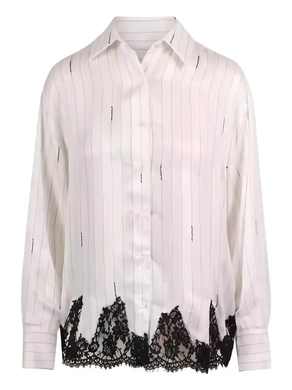 ERMANNO FIRENZE Lace Striped Shirt - White